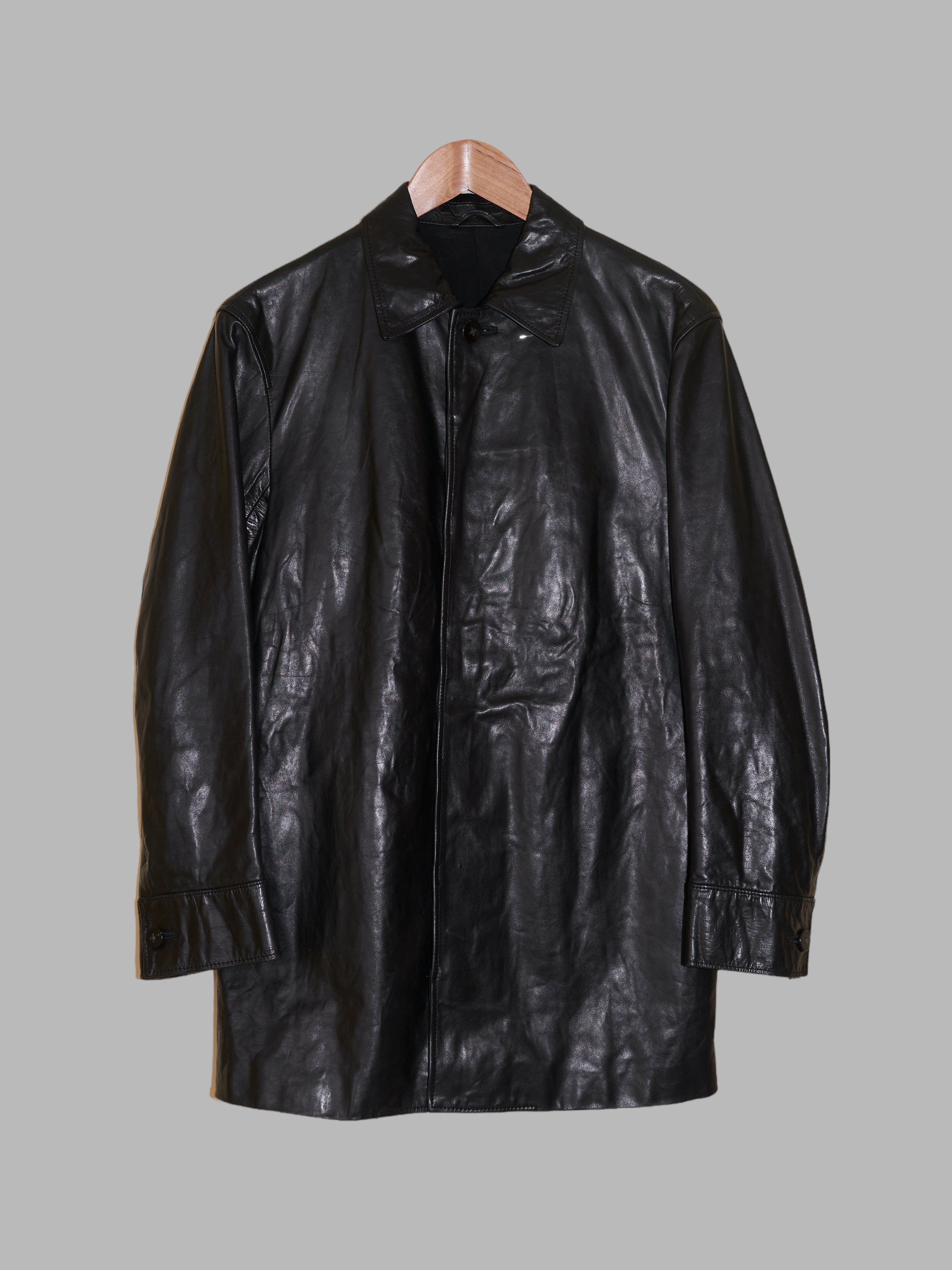 Satoshi Tanaka Barney’s New York black covered placket leather jacket – Filter store