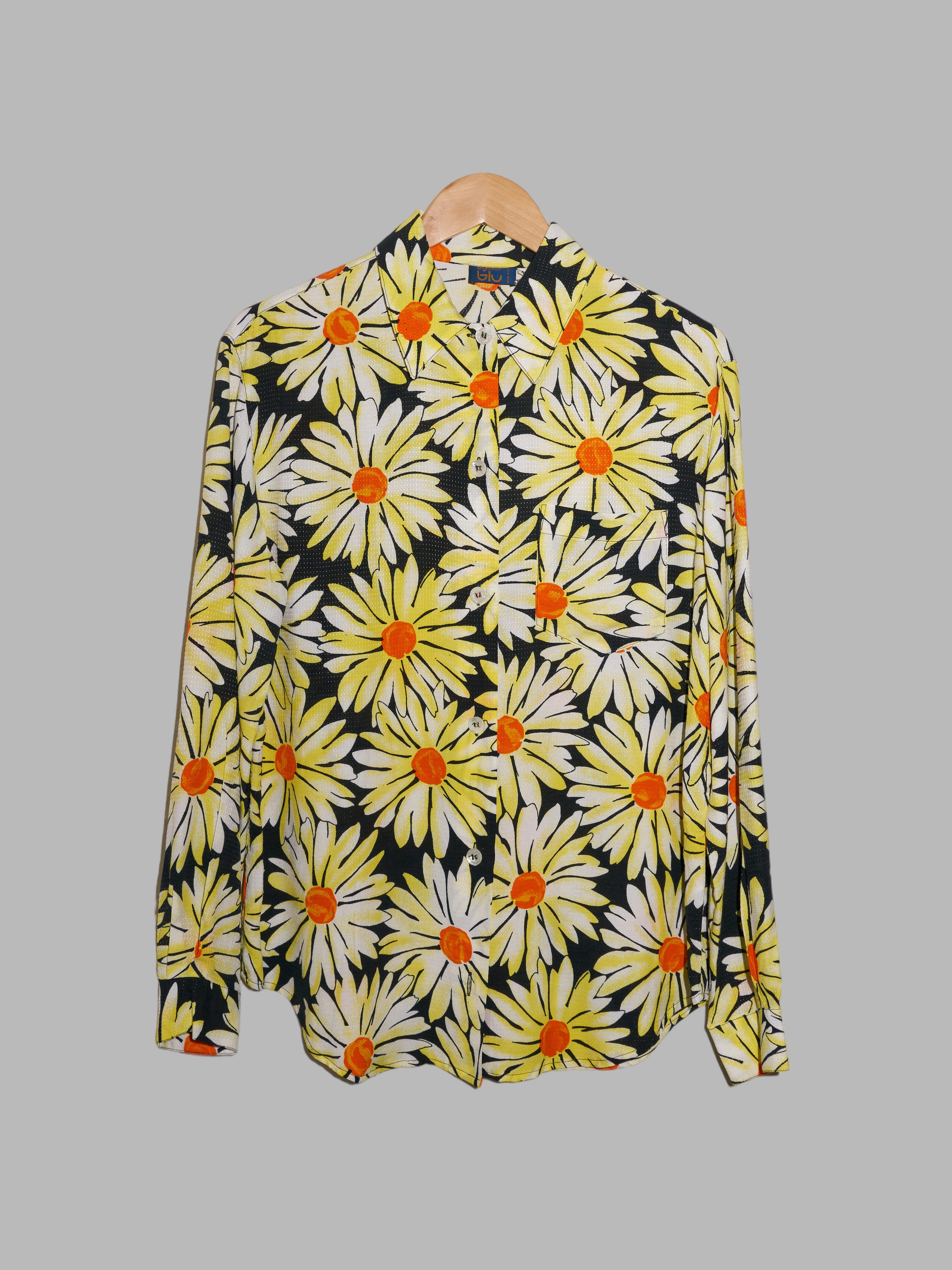 Byblos Blu 1990s yellow and black sunflower print shirt – Filter store