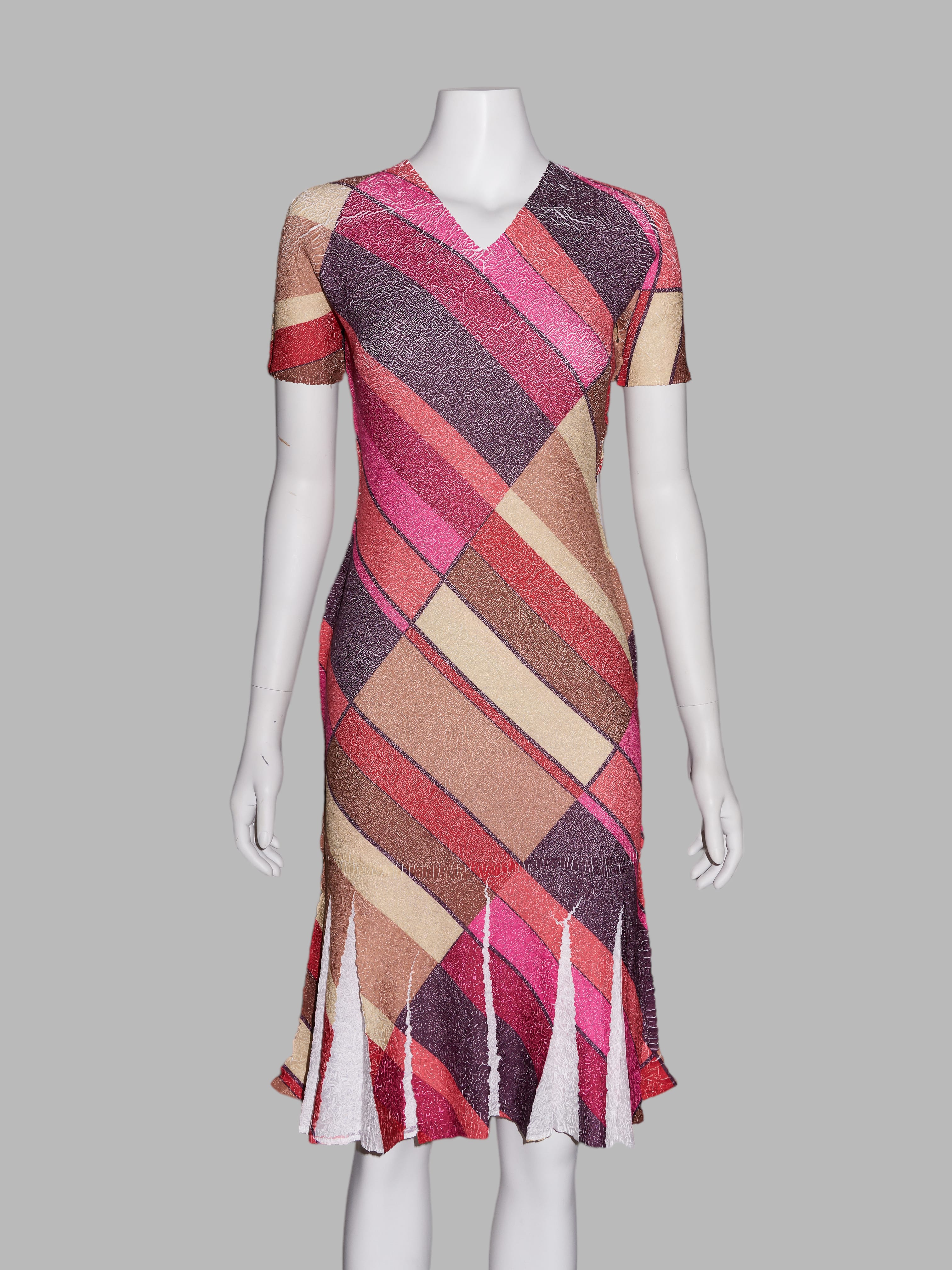 Wrinqle Inoue Pleats multicolour rectangle pattern wrinkled poly dress ...