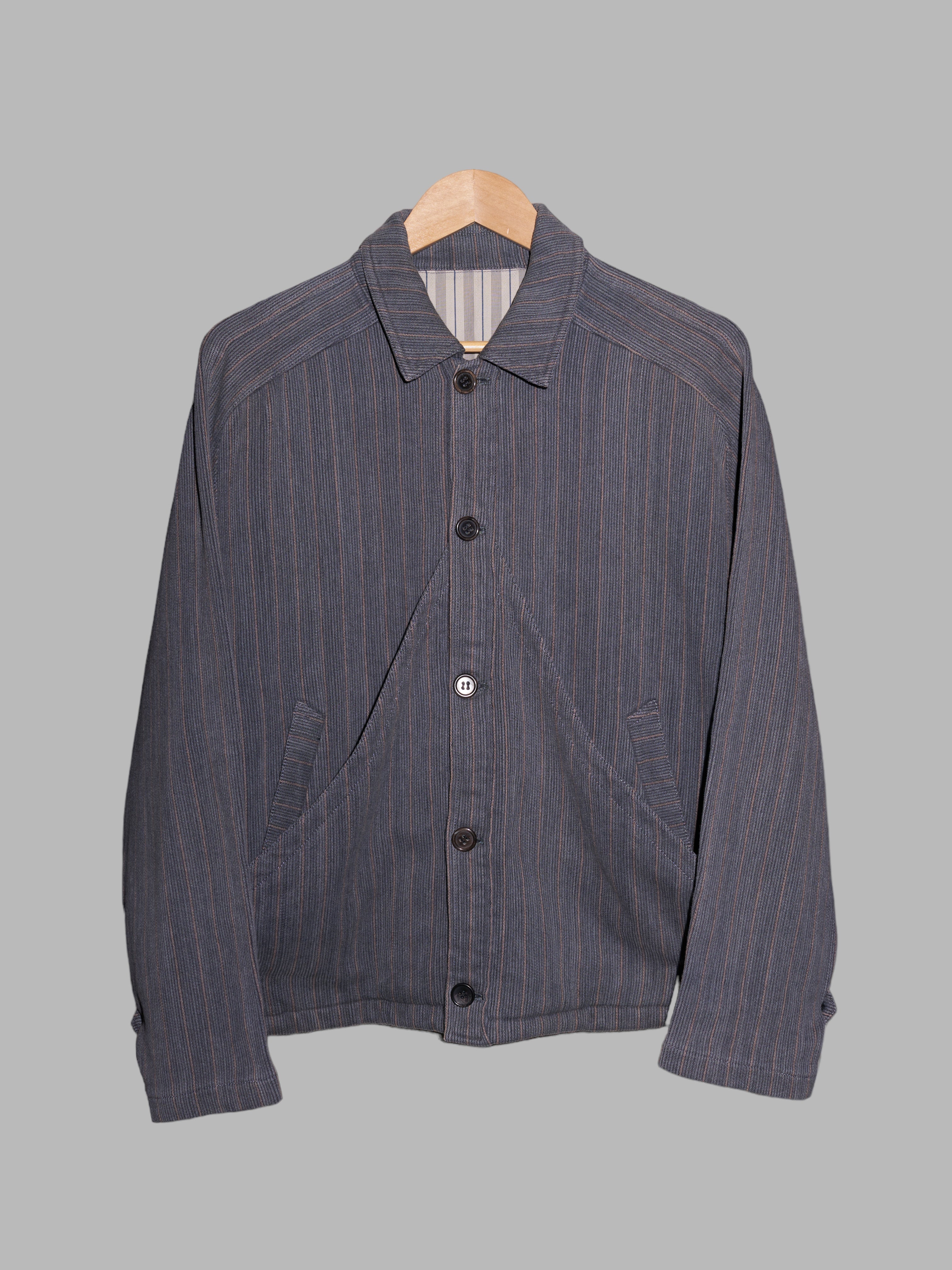 Men’s Tenoras 1980s grey stripe layered front work jacket – Filter store