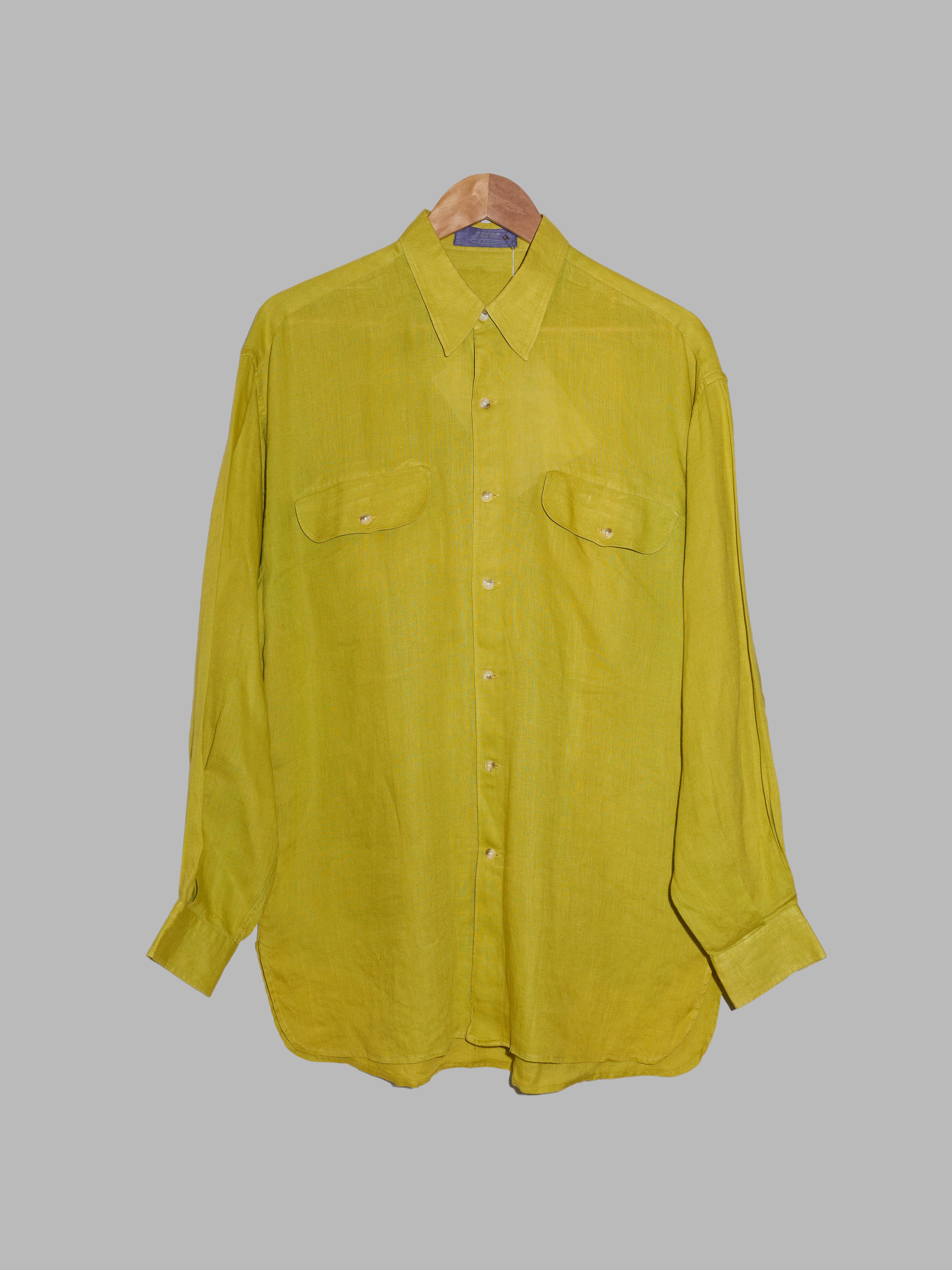 Jun Men Import 1990s yellowy-green linen double pocket shirt – Filter store